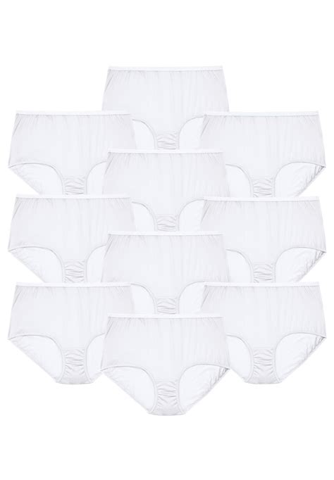 Hanes Womens Cotton White Brief 10 Pack Style Pw40wh