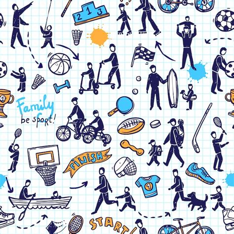 Free Vector Physical Activity Seamless Pattern
