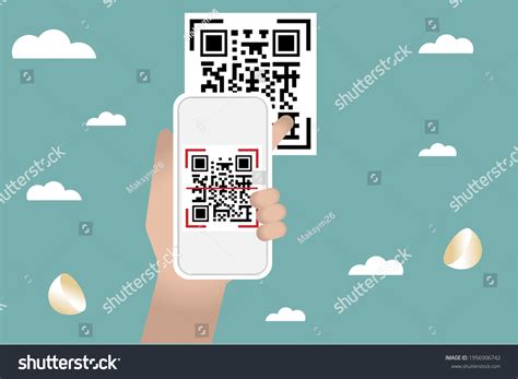 문서로부터 Qr 코드를 스캔하는 휴대폰 핸드폰을 스톡 일러스트 1956906742 Shutterstock