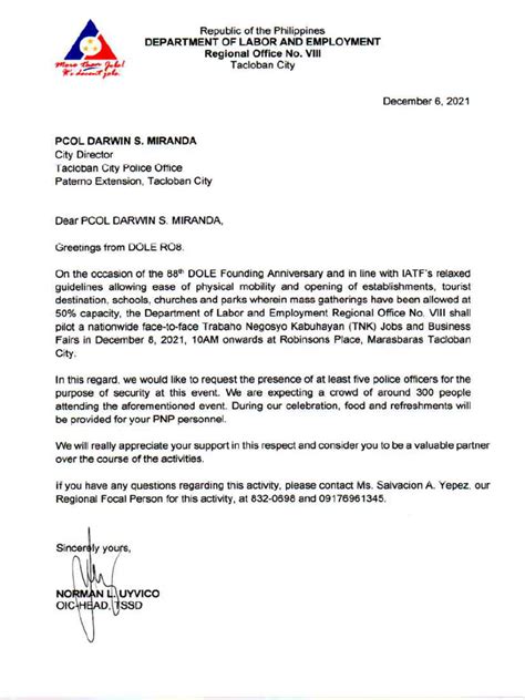 Dole Letter Of Request Pnp Pdf