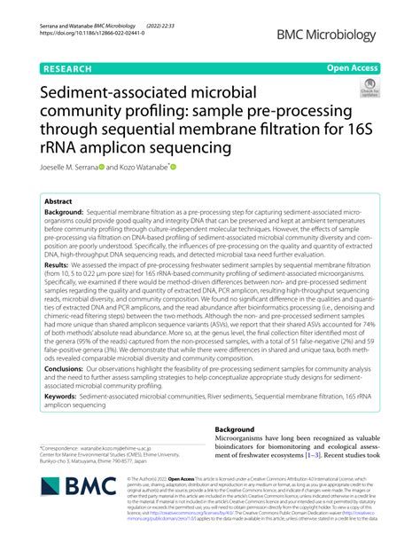 Pdf Sediment Associated Microbial Community Profiling Sample Pre