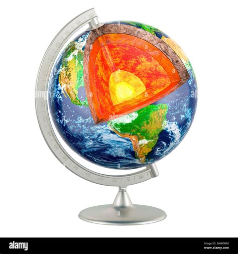 Cross Sectional Earth Model Detailed Structure Of Earth Planet Concept 3d Rendering Isolated