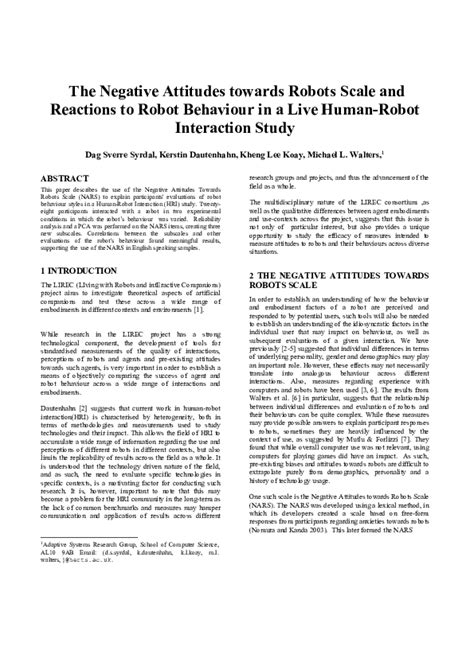 pdf the negative attitudes towards robots scale and reactions to