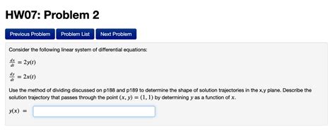 Solved HW Problem Previous Problem Problem List Next Chegg Com