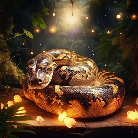 Burmese Python Python Molurus Bivittatus On The Backyard Made With