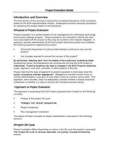 Sample Project Evaluation Examples To Download