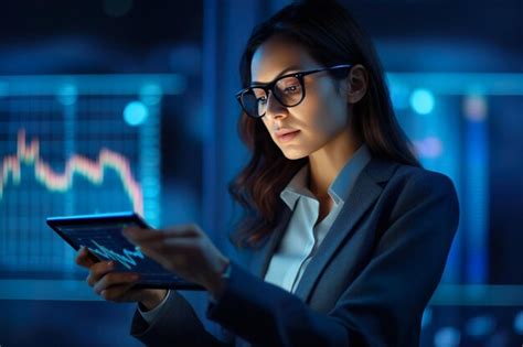 Premium Photo Focused Woman Analyzing Data