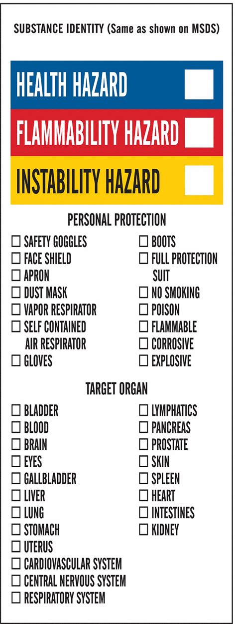 BRADY NFPA Label Vinyl English No Header Black Red Blue Yellow White In Height In