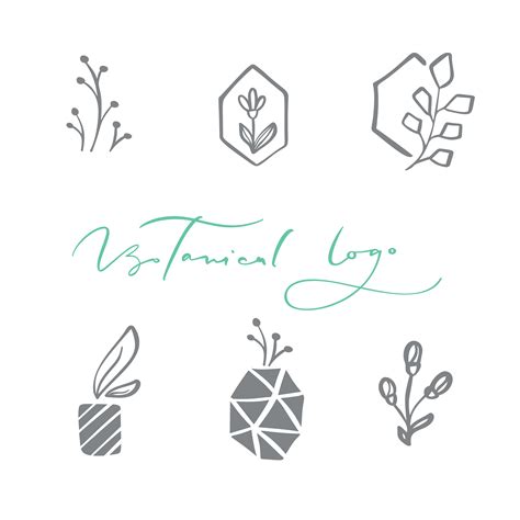Set Of Vector Scandinavian Floral Logo Hand Drawn Icon Flower Organic Cosmetic Florist Wedding