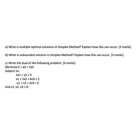 Solved A ﻿what Is Multiple Optimal Solutions In Simplex