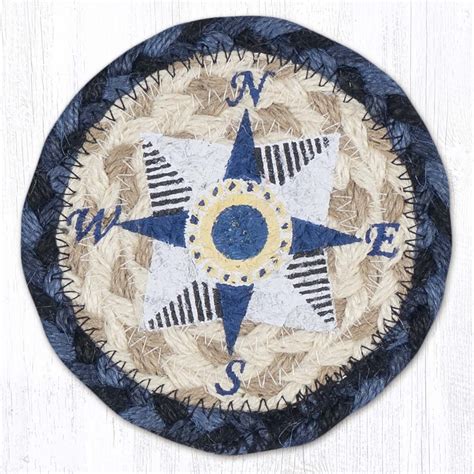 Coastal Compass Jute Coaster Nautical Beach Drink Coaster