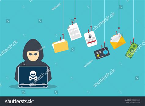 Hacker Laptop Computer Stealing Confidential Data Stock Vector Royalty Free 1909439269