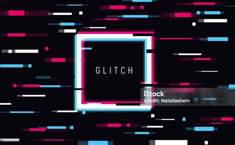 글리치 효과와 텍스트 왜곡 결함 스타일의 현대적인 배경 배너 포스터 전단지 브로셔 카드에 대한 빛나는 디자인과 조명 사각형 프레임 0명에 대한 스톡 벡터 아트 및 기타