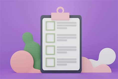 3d Render Of Minimal Checklist Detail Or Notebook With Empty Checkbox