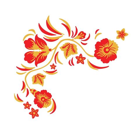 Khokhloma painting elements, ethnic flowers, vector 14721691 Vector Art ...
