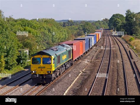 A Class 66 Diesel Locomotive Number 66588 Working A Well Loaded