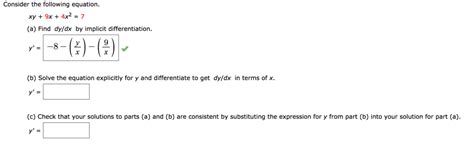 solved consider the following equation xy 9x 4x2 7 a find