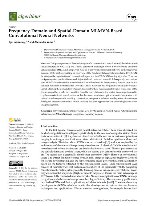 Pdf Frequency Domain And Spatial Domain Mlmvn Based Convolutional