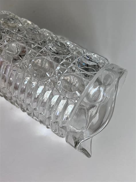 Vintage Pressed Glass Small Pitcher Windsor Button Pattern Clear Glass