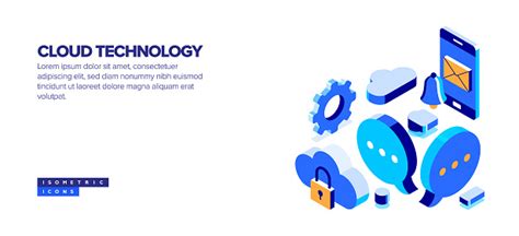 클라우드 기술 아이소메트릭 웹 배너 개념 및 3차원 디자인 3차원 형태에 대한 스톡 벡터 아트 및 기타 이미지 3차원 형태 Cpu 네트워크 보안 Istock