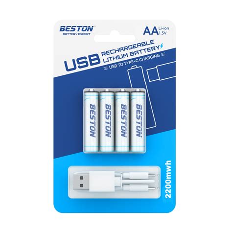 خرید و قیمت ⭐⭐ باتری قلمی قابل شارژ بستون مدل Usb Type C Charging بسته چهار عددی محصول سرا