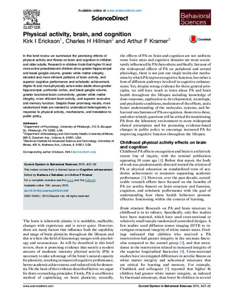 Pdf Physical Activity Brain And Cognition