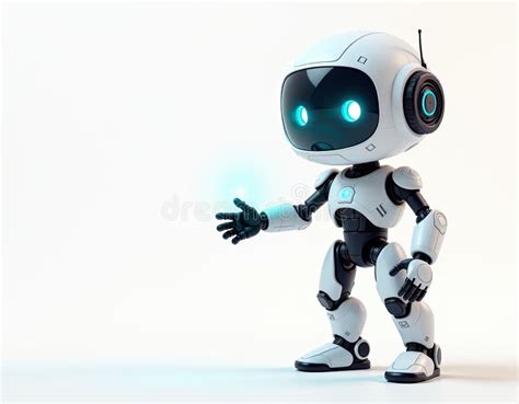 Cute Friendly Robot Extending Hand Ai Technology Future Concept Stock Illustration