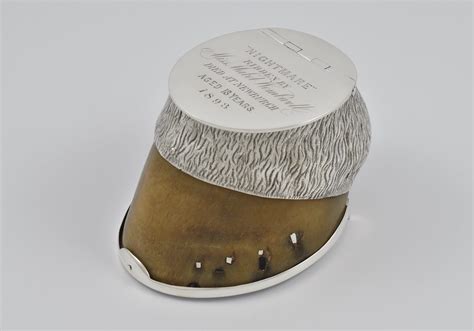 Victorian Silver Mounted Horse Hoof Table Snuff Box Marked For London