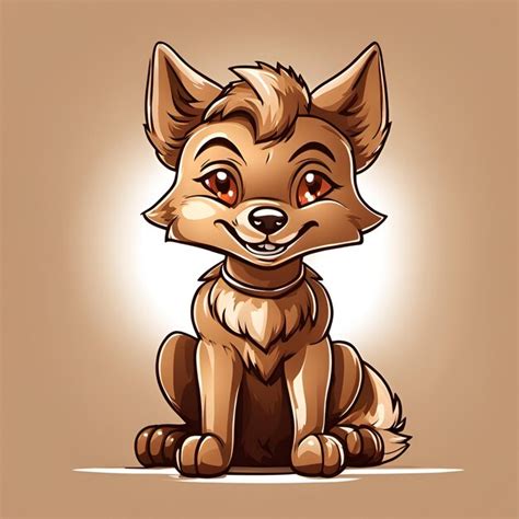 Premium Ai Image Small Cute Cartoon Smiling Wolf