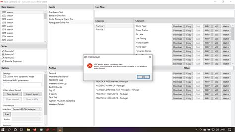 Bug Unable To Play Via Mpv Vlc Or Internal Player · Issue 107 · Robvdpolracecontrol · Github