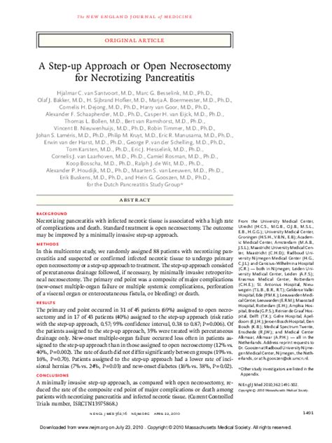 Pdf A Step Up Approach Or Open Necrosectomy For Necrotizing Pancreatitis