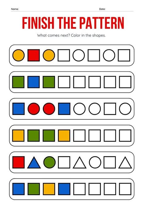 Pattern Practice Worksheets Free Image And Pdf Printables