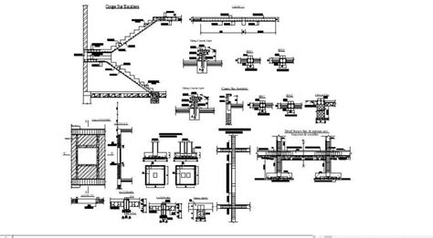 Staircase Construction Column And Constructive Structure Details Of House Dwg File