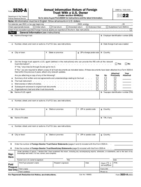 Irs Form 3520 A Annual Information Return Of Foreignirs Form 3520 A