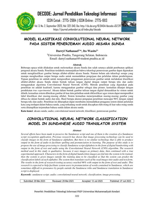 Pdf Model Klasifikasi Convolutional Neural Network Pada Sistem
