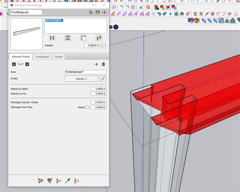 SKETCHUP généralité Profils et Contre Profil Menuiserie