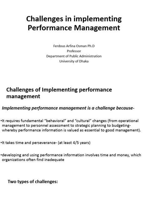Session 7 Challenges In Implementing Performance Management Pdf