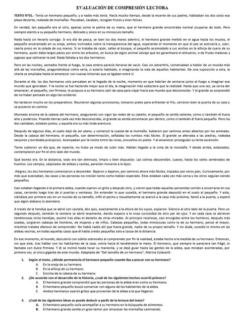 Evaluacion de Comprension Lectora | PDF | Literatura | Nación