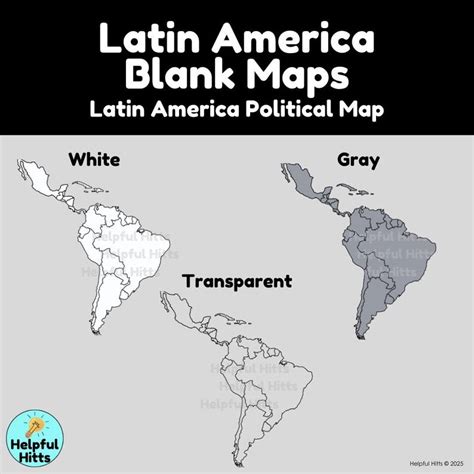 Latin America Blank Map Set Clip Art For Teachers 33 Png Images Etsy