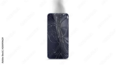 Blank Broken Phone Mockup With Cracked Screen And Fume Front View