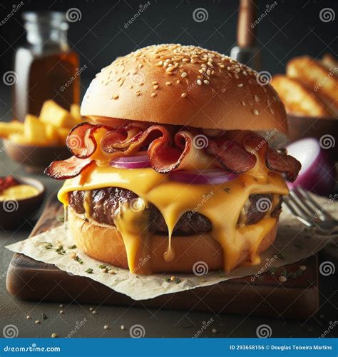 Illustration Of A Delicious And Juicy Hamburger On Display Stock Illustration Illustration Of