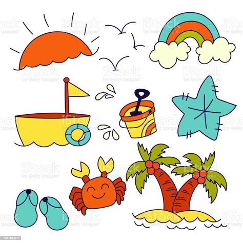 아이 개념에 있는 훈장을 위한 큰 고립된 손으로 그려진 낙서의 세트 다채로운 편평한 벡터 일러스트 레이 션 0명에 대한 스톡 벡터 아트 및 기타 이미지 Istock