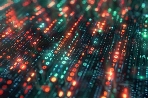 Abstract Digital Binary Code With Glowing Lights Stock Illustration