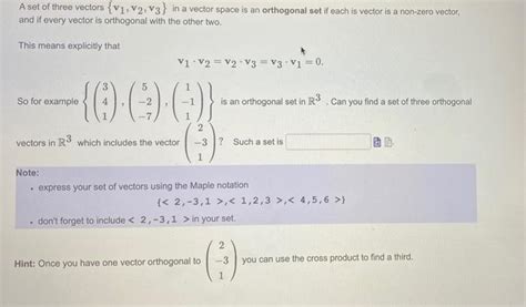 Solved A Set Of Three Vectors V1 V2 V3 In A Vector Space