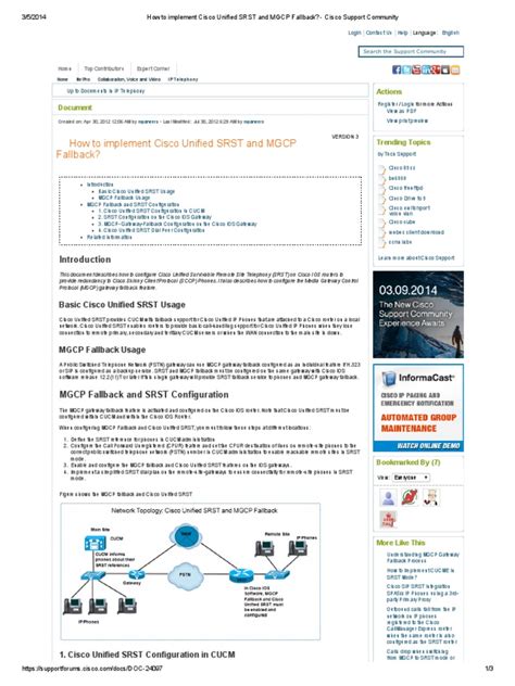 How To Implement Cisco Unified Srst And Mgcp Fallback Cisco Support