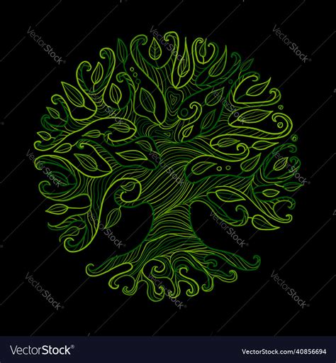 Art Tree With Roots For Your Design Royalty Free Vector