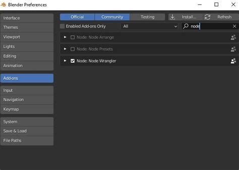 Addons Node Wrangler Blender Cubed