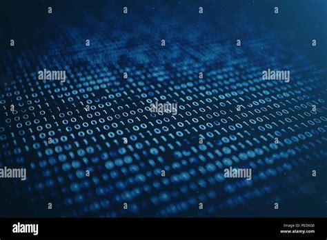 3d Illustration Binary Code On Blue Background Bytes Of Binary Code