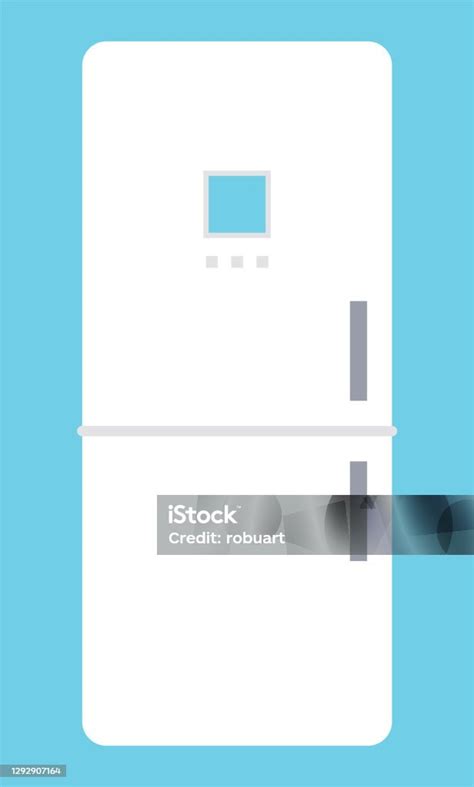 파란색으로 분리 된 냉동고가있는 흰색 현대 식 냉장고 큰 흰색 냉장고의 벡터 만화 이미지 0명에 대한 스톡 벡터 아트 및 기타 이미지 0명 가득 찬 가정 생활