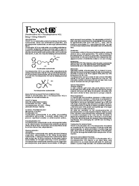 Fexet D Tab Leaflet Exp Ga Pdf Medicinal Chemistry Medical Treatments